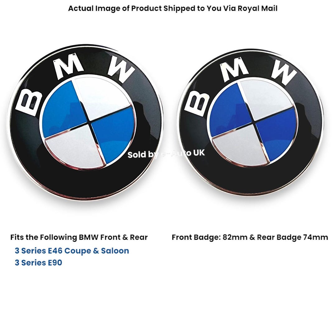 BMW BADGES E46 Coupe & Saloon + E90 3 Series | Front + Rear 82mm 74mm ...