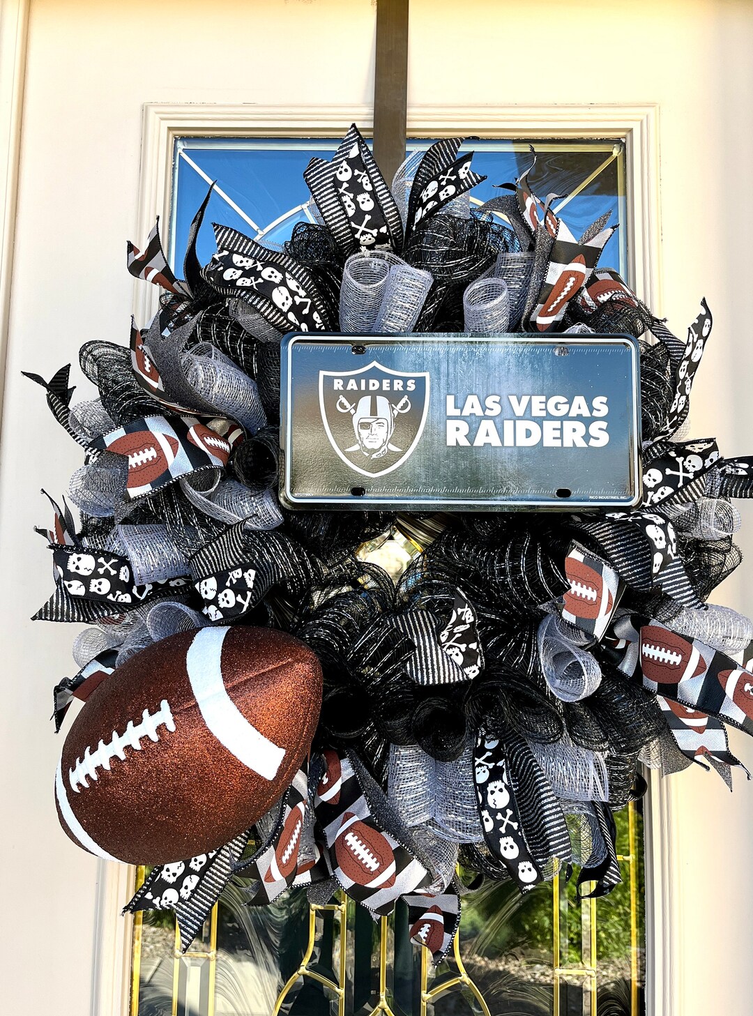 Raiders Wreath,football Wreath,front Door Wreath,customize Sports Team ...