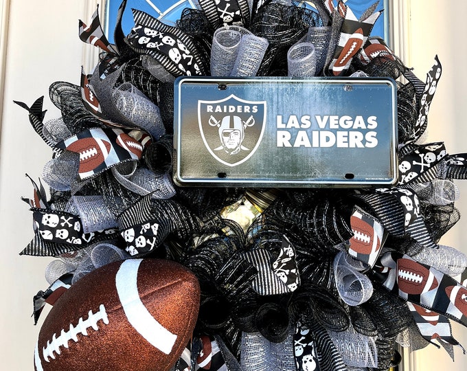 Raiders Wreath,football Wreath,front Door Wreath,customize Sports Team ...