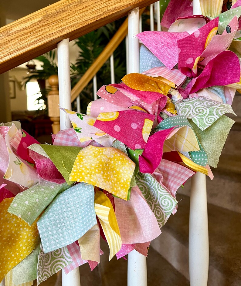 Lemon Fabric Garland: Pink & Yellow Summer Mantel Decor. - Etsy