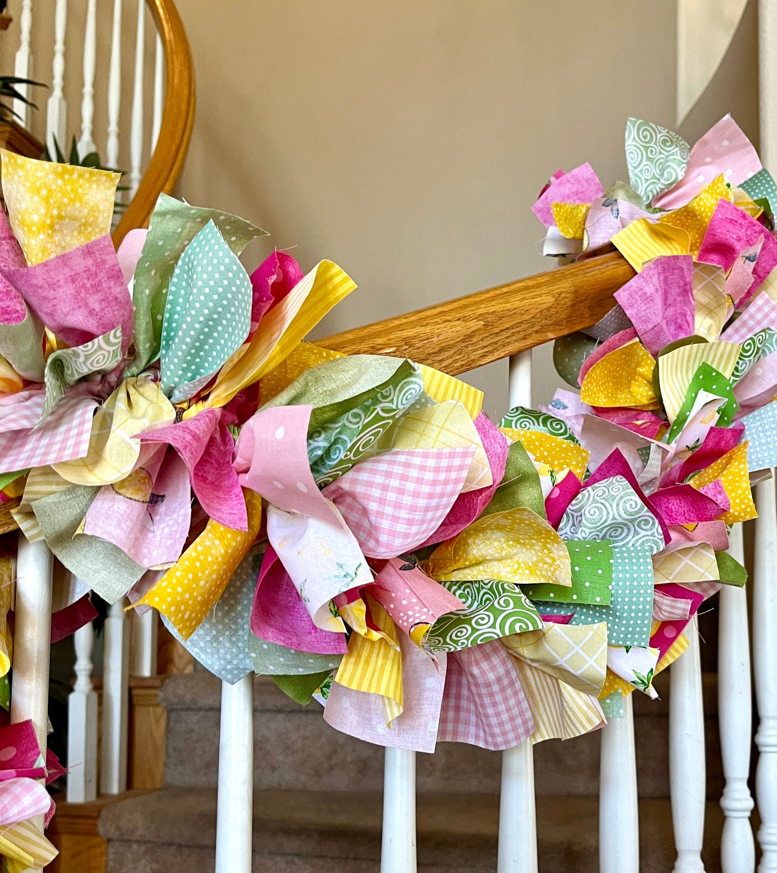 Lemon Fabric Garland: Pink & Yellow Summer Mantel Decor. - Etsy