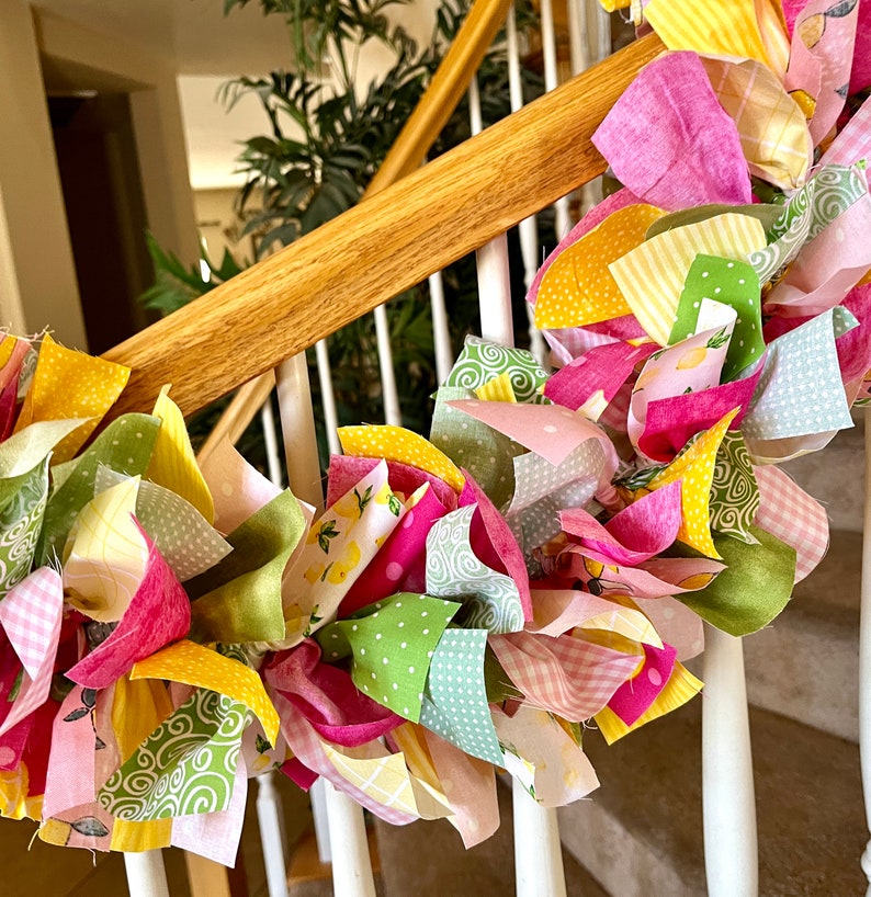 Lemon Fabric Garland: Pink & Yellow Summer Mantel Decor. - Etsy