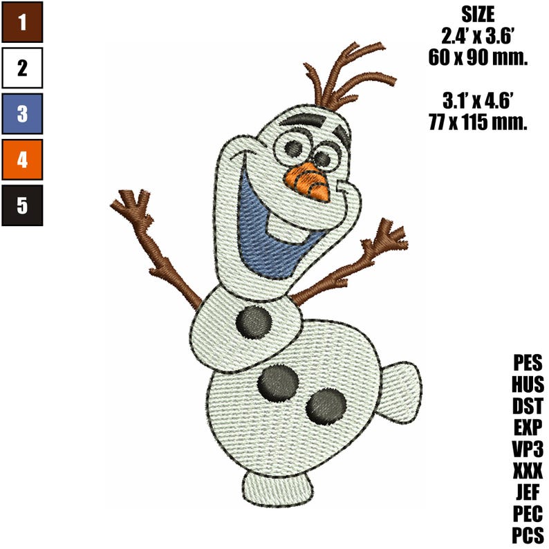 Olaf Machine Embroidery Design, Embroidery Machine File Frozen, Cartoon ...