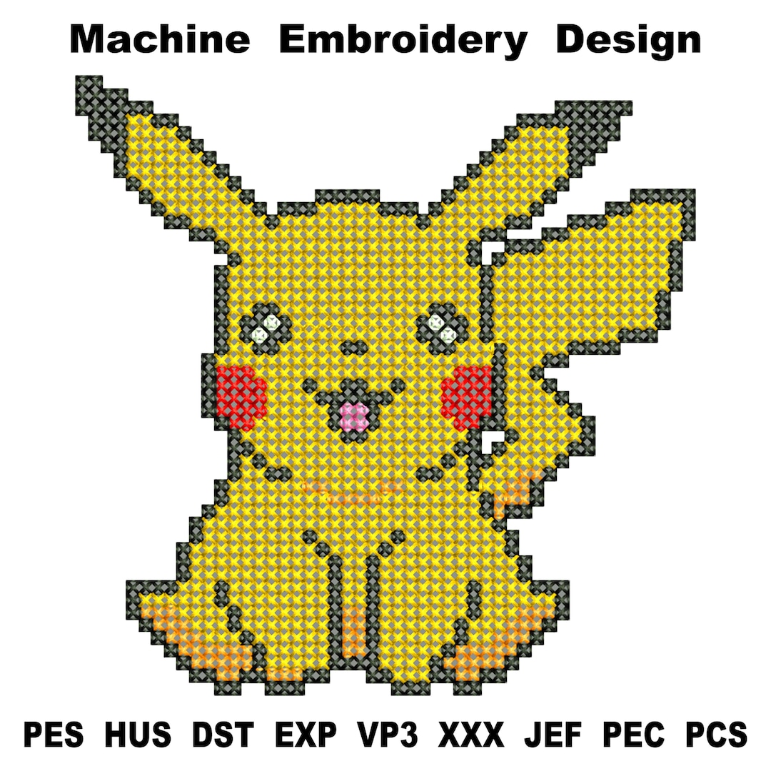Pikachu Machine Embroidery Design, Embroidery Machine File, Embroidery ...