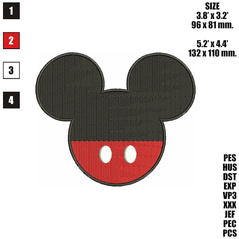 Mickey and Minnie Mouse Machine Embroidery, Mouse Ears Embroidery ...