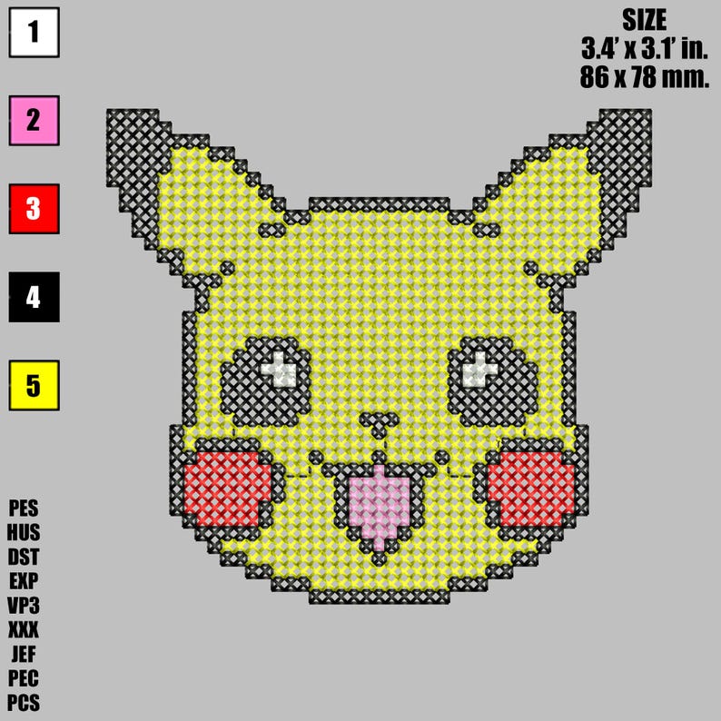 Pokemon Face Embroidery Machine Design - Embroidery File Pokemon Pes ...