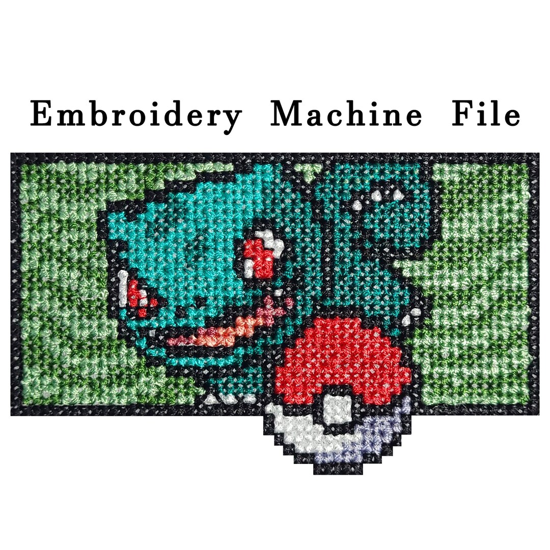 Bulbasaur & Pokeball Embroidery Design: Anime Machine File (PES, HUS ...