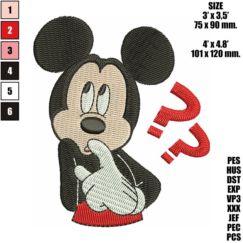 Mickey Mouse Machine Embroidery Design, Embroidery Machine File Mickey ...