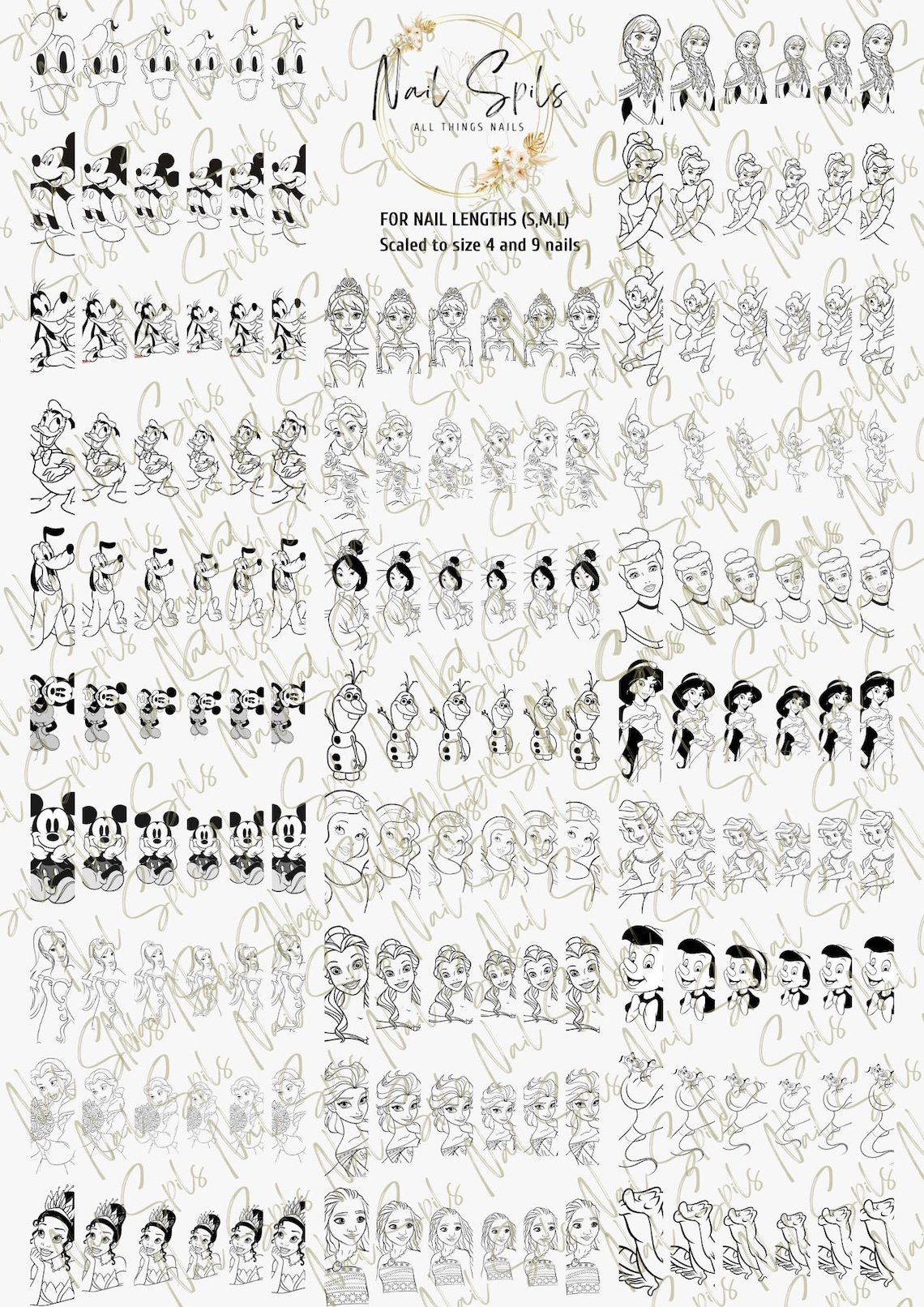 Printable Nail Art Practice Template, Stencil Nail Art, DIY Nail Art ...