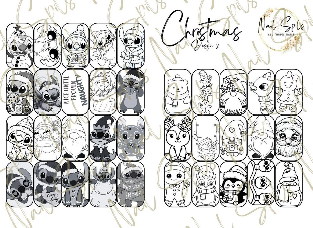 Digital Nail Art Template, Christmas Nail Art, Practice Nail Art ...
