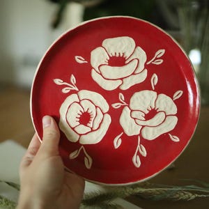 Hand Painted Ceramic Plate / Plate With Floral Design / Home Decor - Etsy