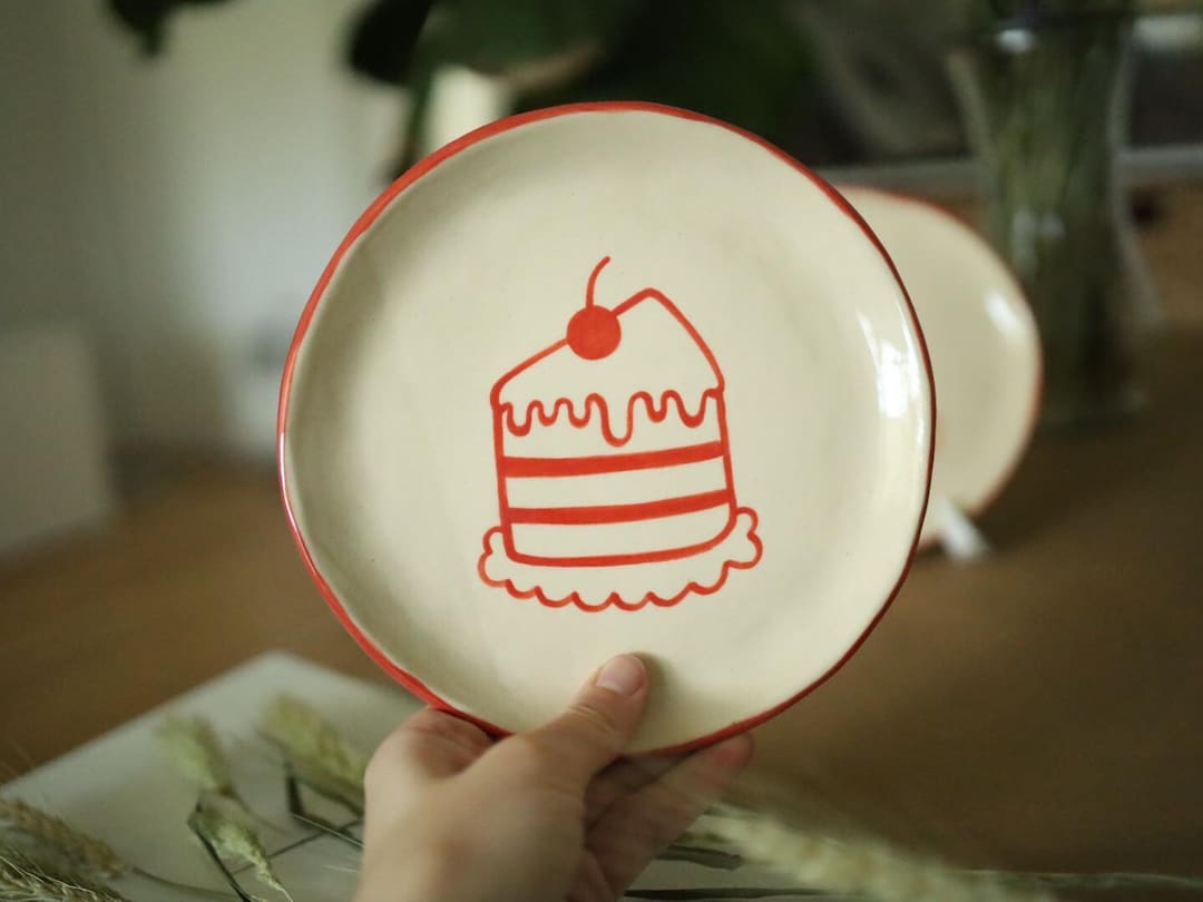 Hand Painted Ceramic Plate / Dessert Plate / Cake Plate / Home Decor - Etsy