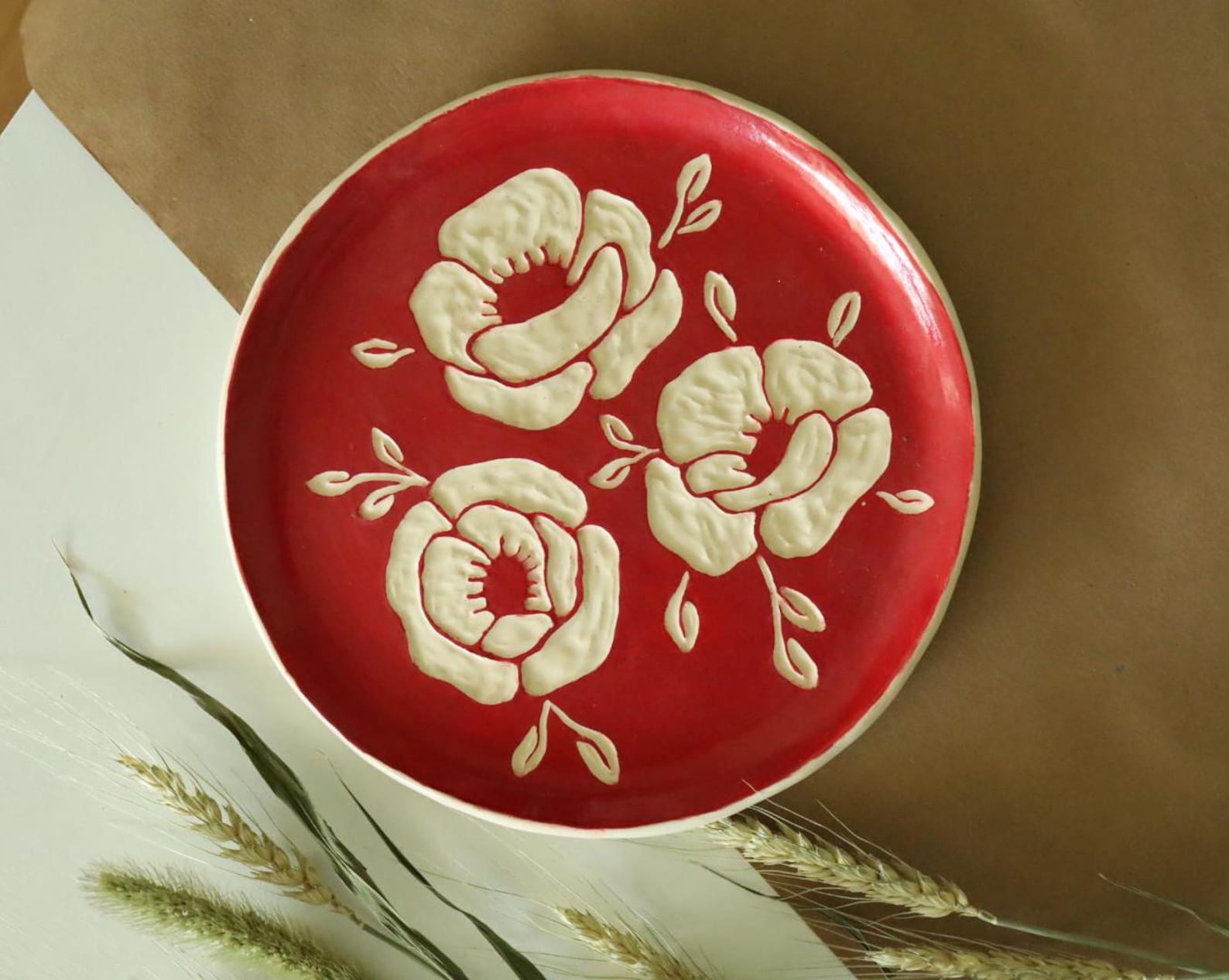 Hand Painted Ceramic Plate / Plate With Floral Design / Home Decor - Etsy