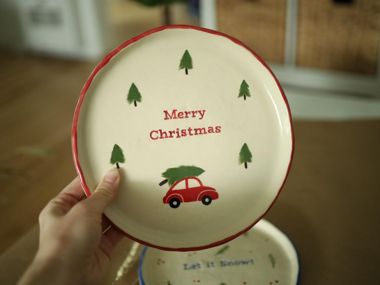 Christmas Ceramic Plate / Hand Painted Plates / Dessert Plate / Ceramic ...