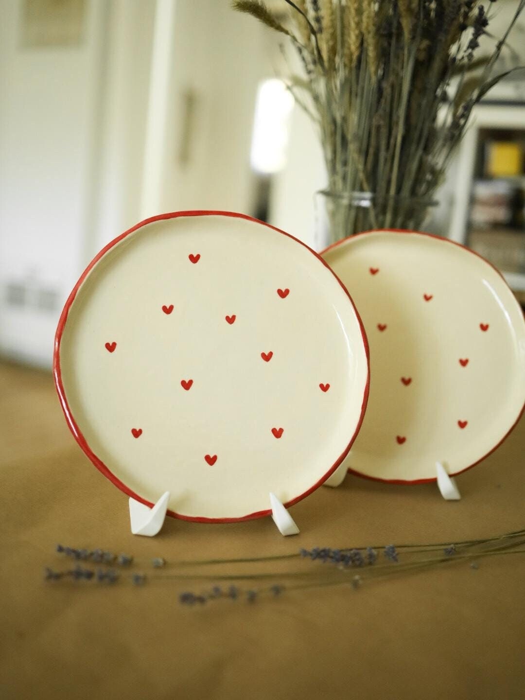 Hand Painted Hearts Ceramic Plate / Dessert Plate / Romantic Plate ...