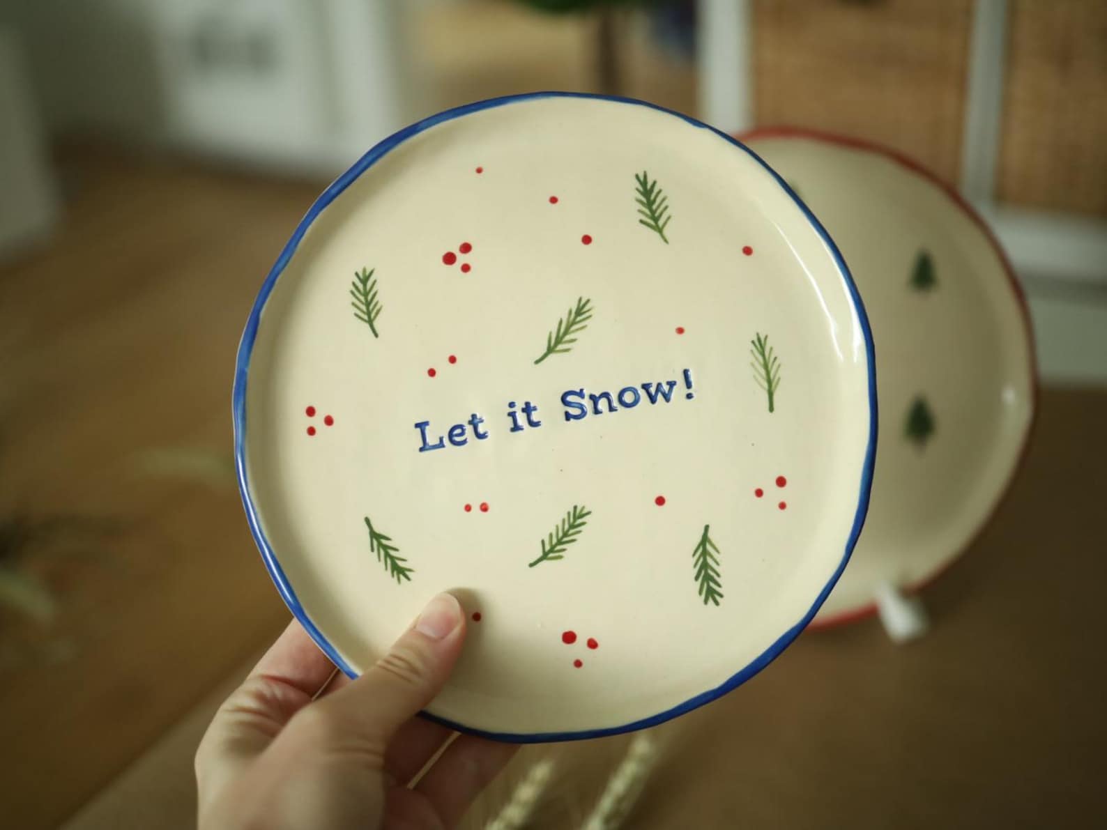 Christmas Ceramic Plate / Hand Painted Plates / Dessert Plate / Ceramic ...