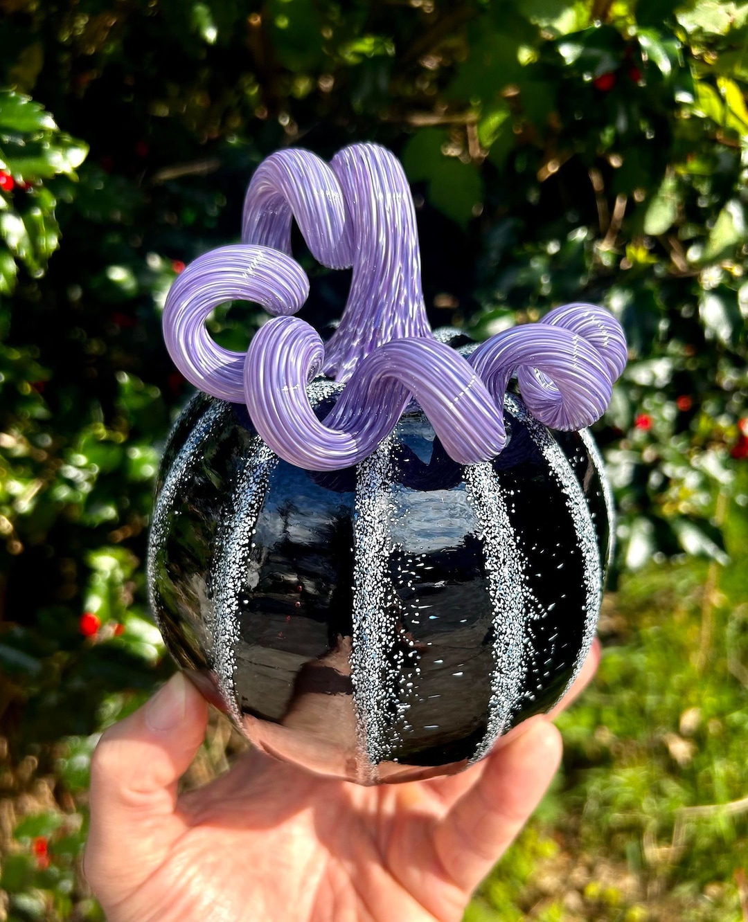Purple Licorice Halloween Decor Hand Blown Glass Pumpkin and ...