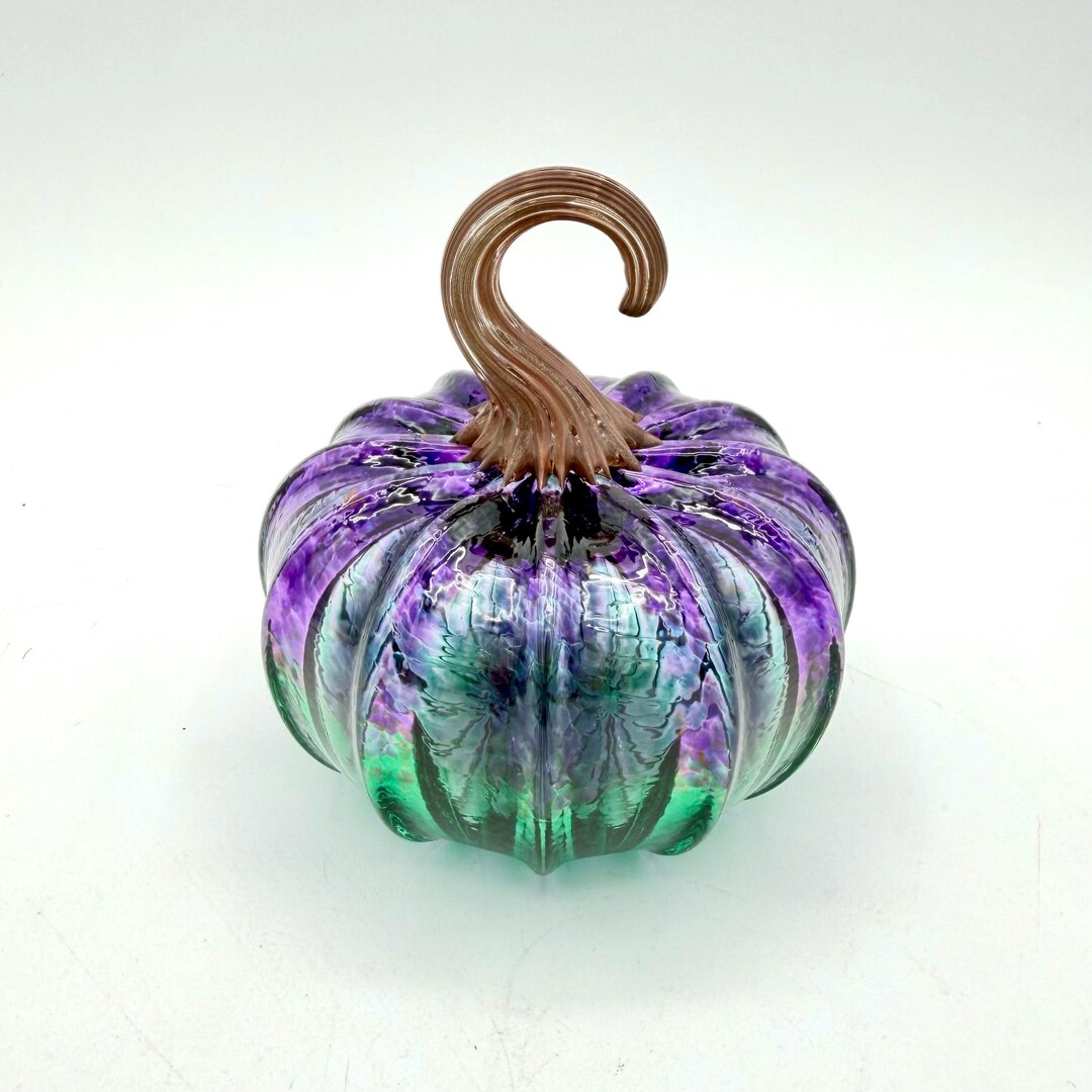 Handblown Purple Lagoon Glass Pumpkin: Artisan Decor - Etsy