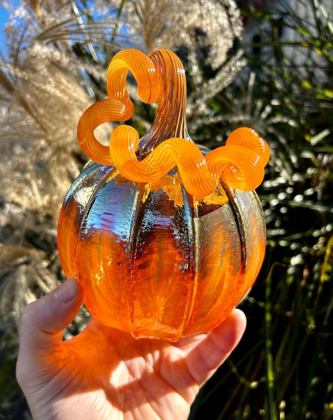 Orange Eclipse Glass Pumpkin Gift and Centerpiece - Etsy