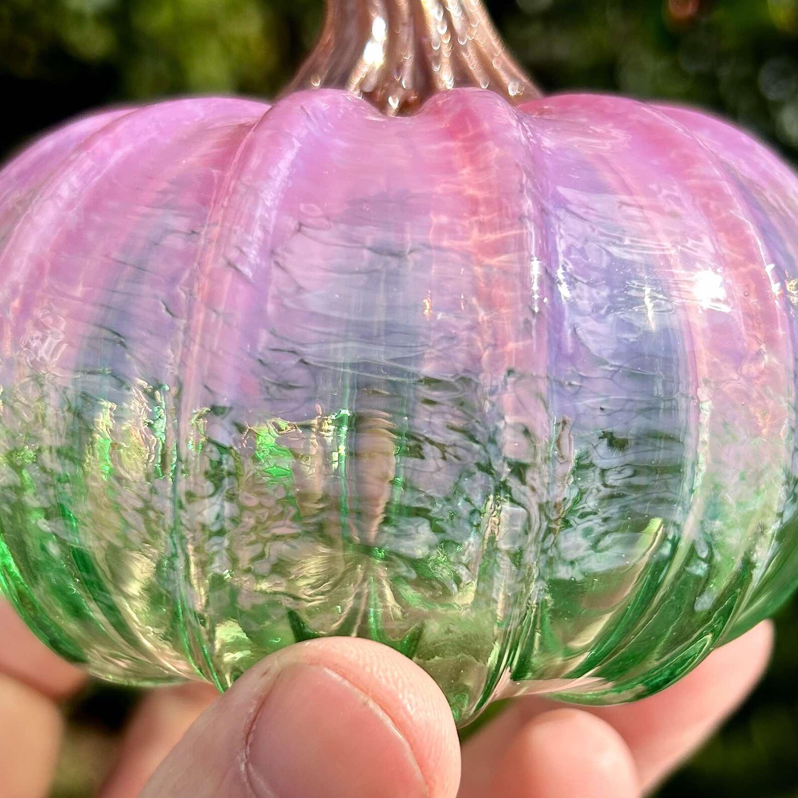 Watermelon Fade With Gold Stem Hand Blown Glass Pumpkin - Etsy