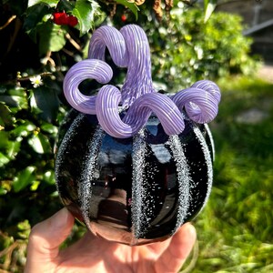 Purple Licorice Halloween Decor Hand Blown Glass Pumpkin and ...