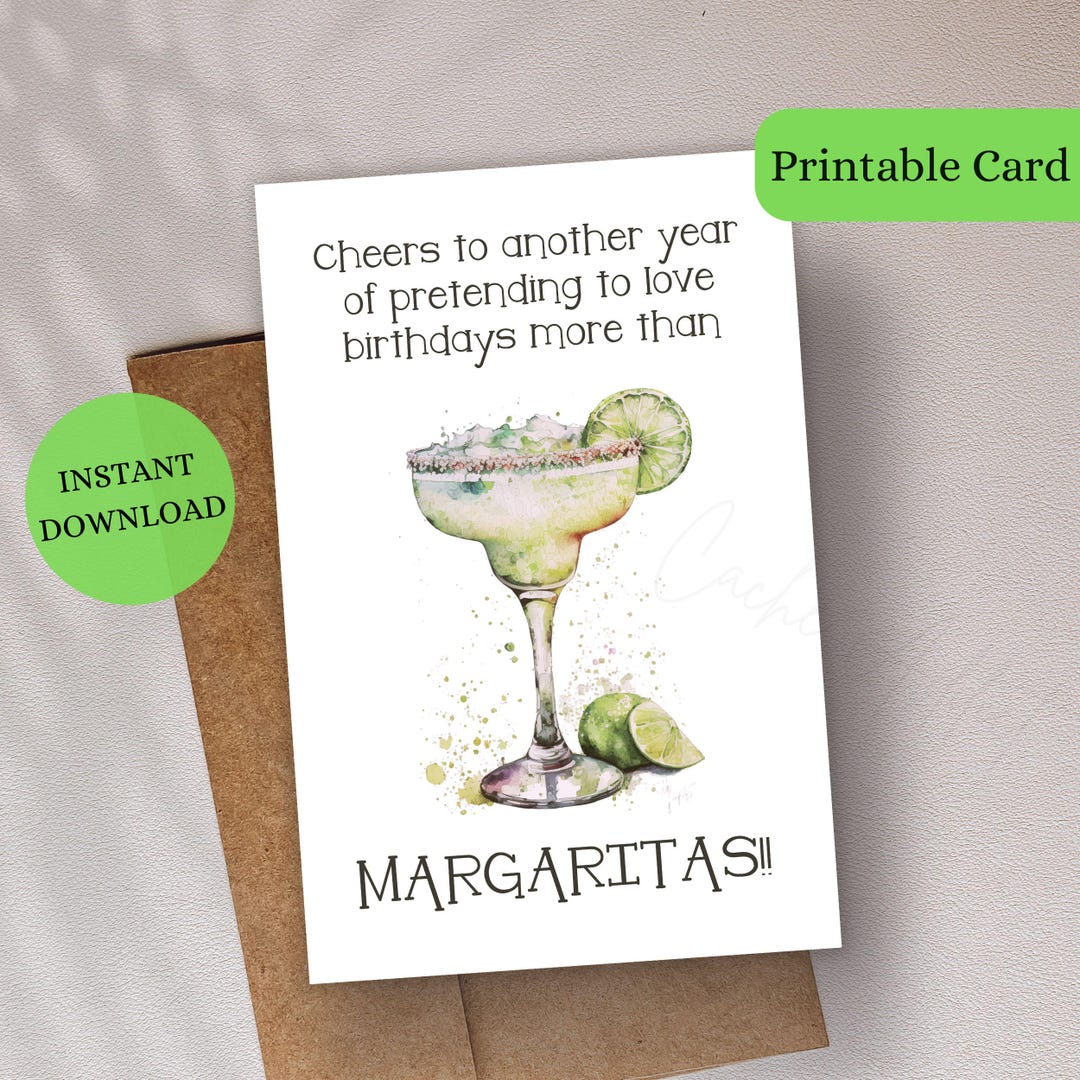 Margarita Birthday Card Digital Download Printable Birthday Card ...