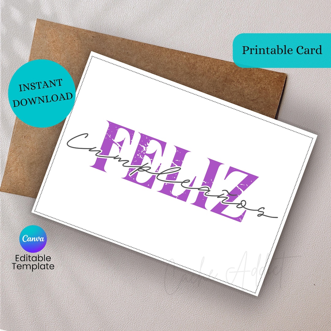 Feliz Cumpleanos Printable Birthday Card Personalized Canva Template ...
