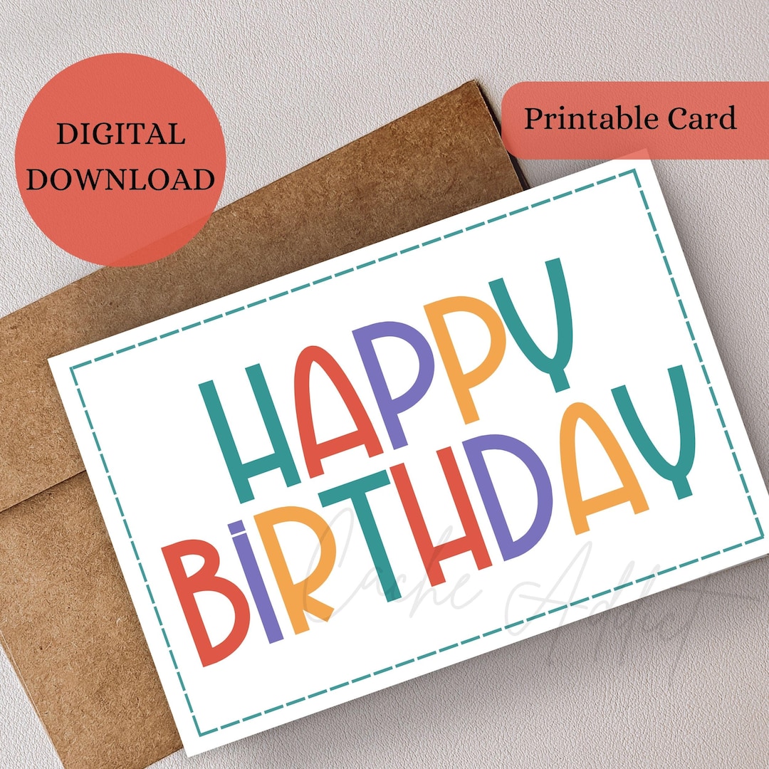 Birthday Card Digital Download Printable Birthday Card Instant Download ...