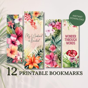 Printable Bookmarks Tropical Instant Digital Download Book Lover Gift ...
