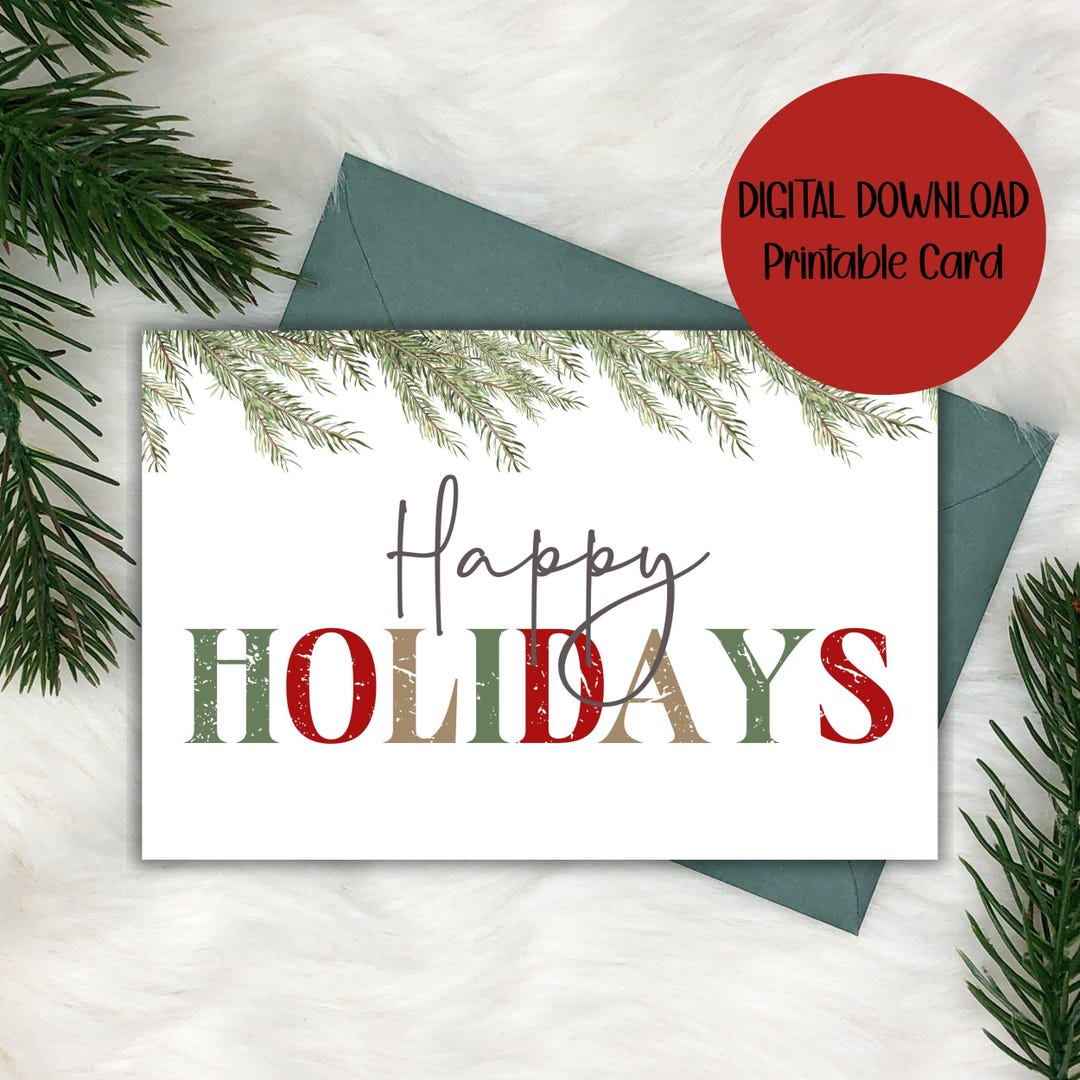 Printable Holiday Card Digital Download Christmas Card Instant Download ...