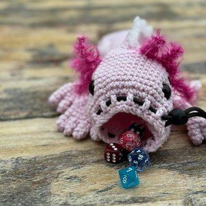 Axolotl Drawstring Party, Ditty or Dice Bag Crochet PDF Pattern NO SEW ...