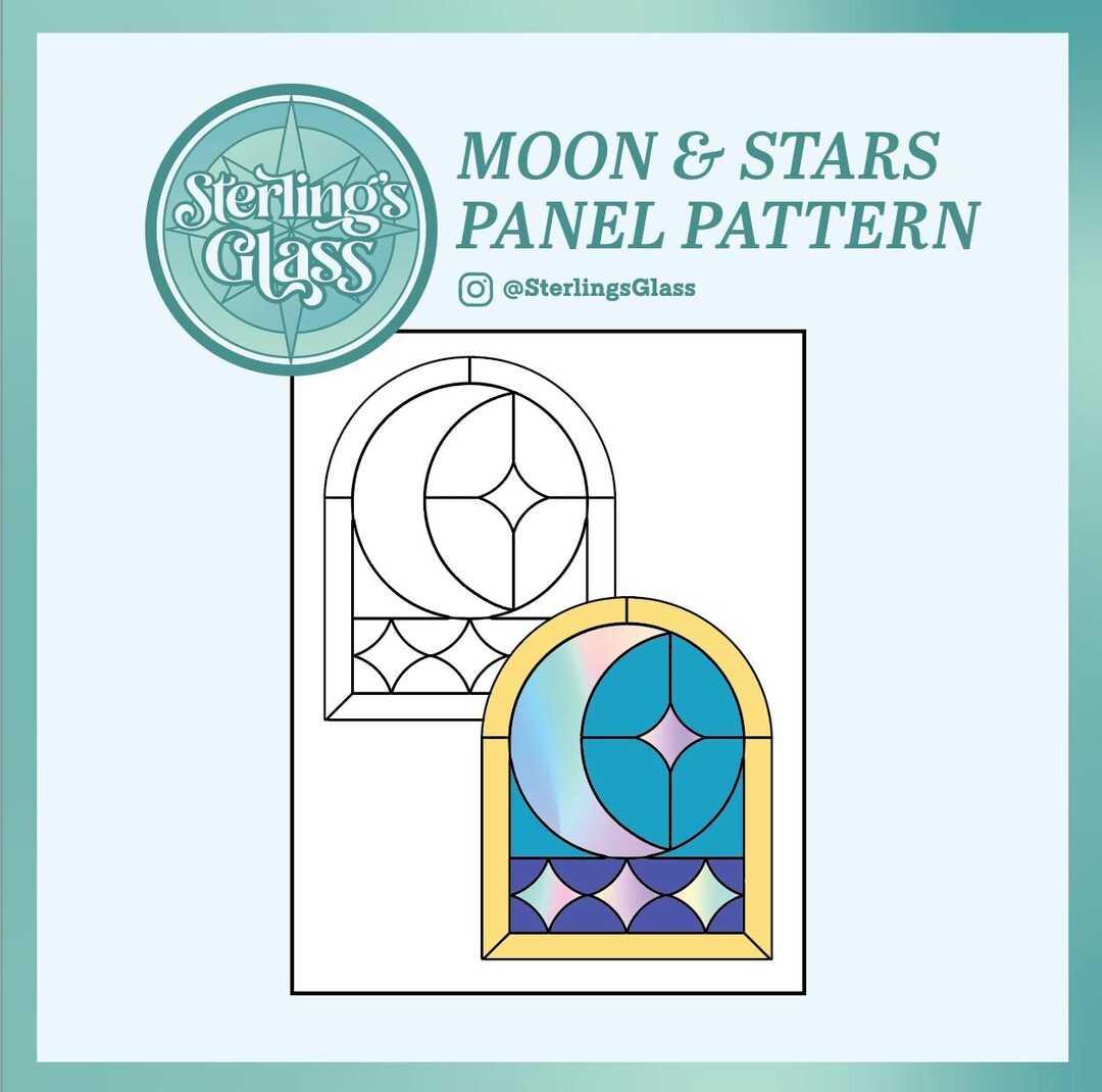 Moon & Stars Panel Stained Glass Pattern, Cricut Pattern, DIY Stained ...