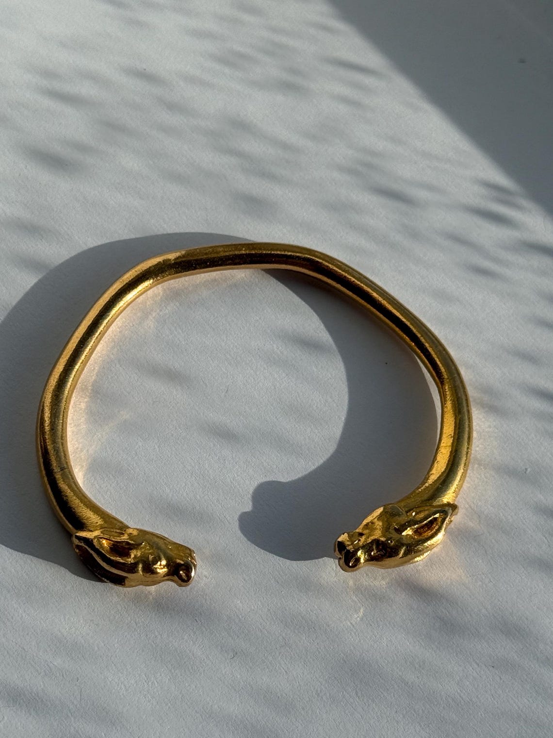French Vintage Twin-head Cuff Bracelet - Matte Gold Never Owned - Etsy