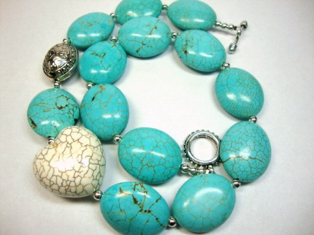 Turquoise Love Heart Necklace - Etsy