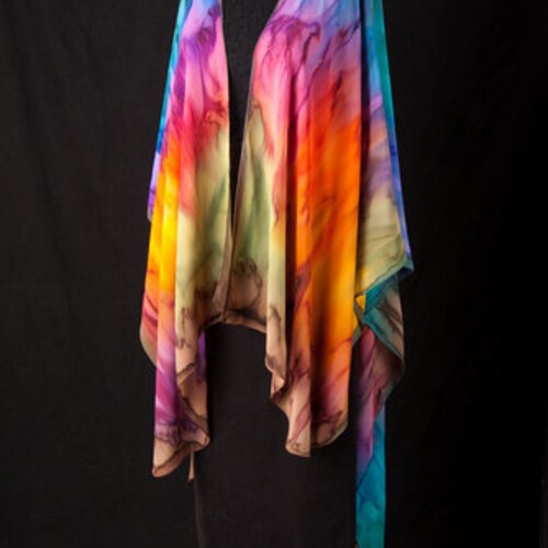 Silk Ruana Hand Dyed Extra Large Hand Painted Cape - Etsy
