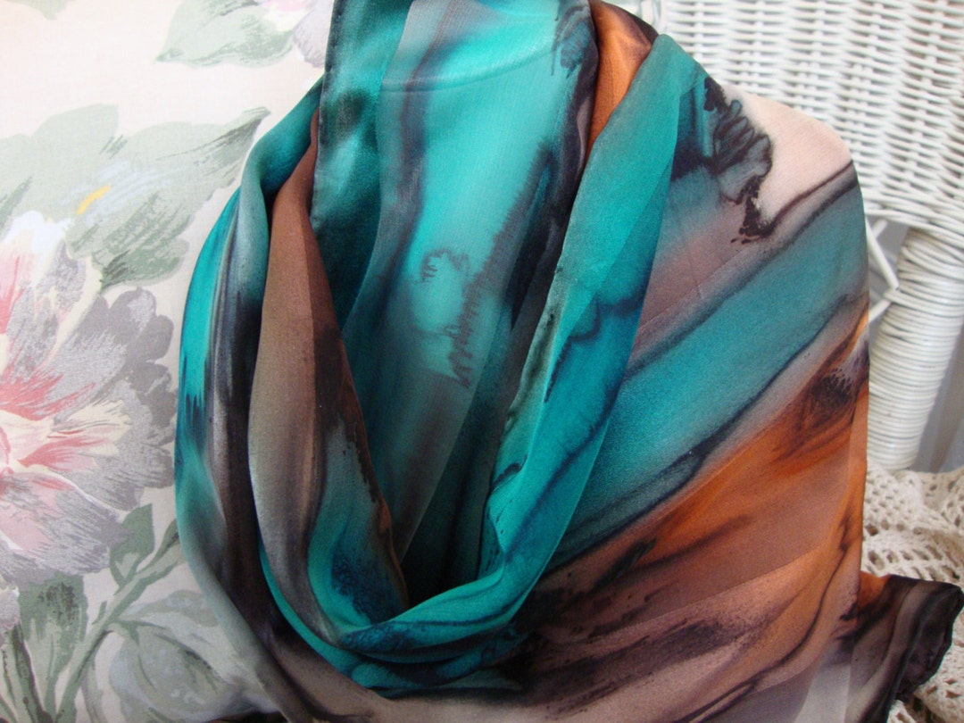 Scarf, Silk, Women, Hand Dyed, Silk Scarf, Chocolate, Burnt Orange ...