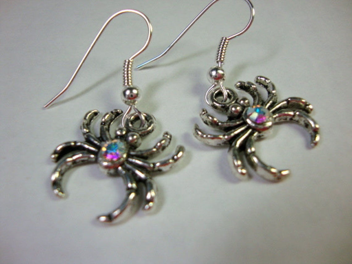 Spider Scary Arachnid Bling Earrings - Etsy