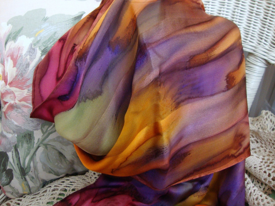 Scarf, Silk, Women, Hand Dyed, Fall Splendor - Etsy