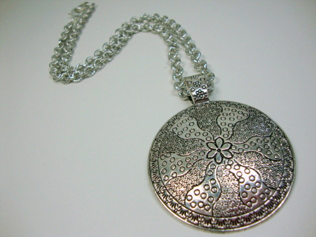 Pewter Silver Large Pendant on Chain - Etsy