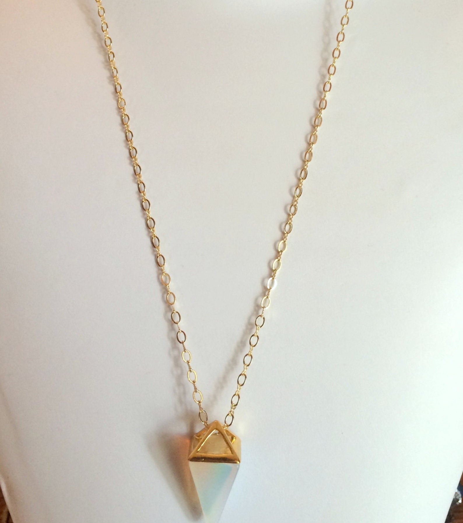 Necklace Gemstone Moonstone Pyramid in Gold Necklace | Etsy