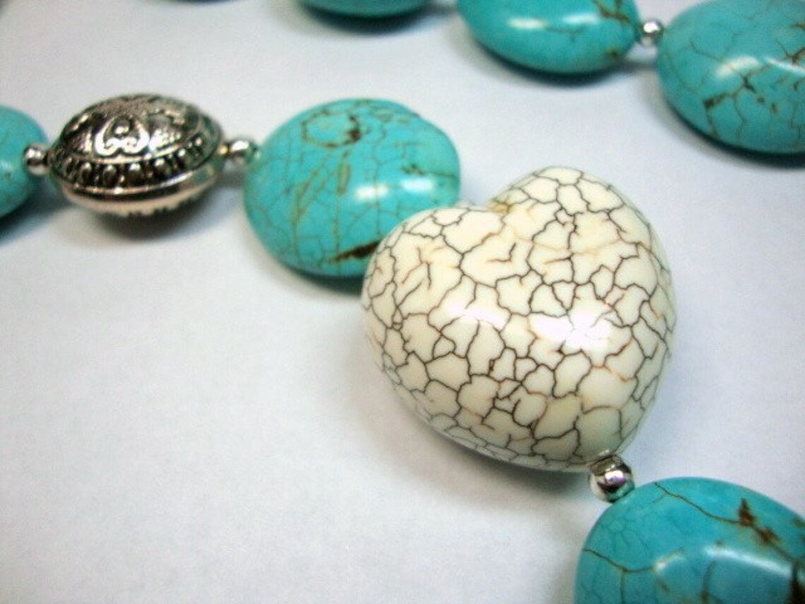 Turquoise Love Heart Necklace - Etsy