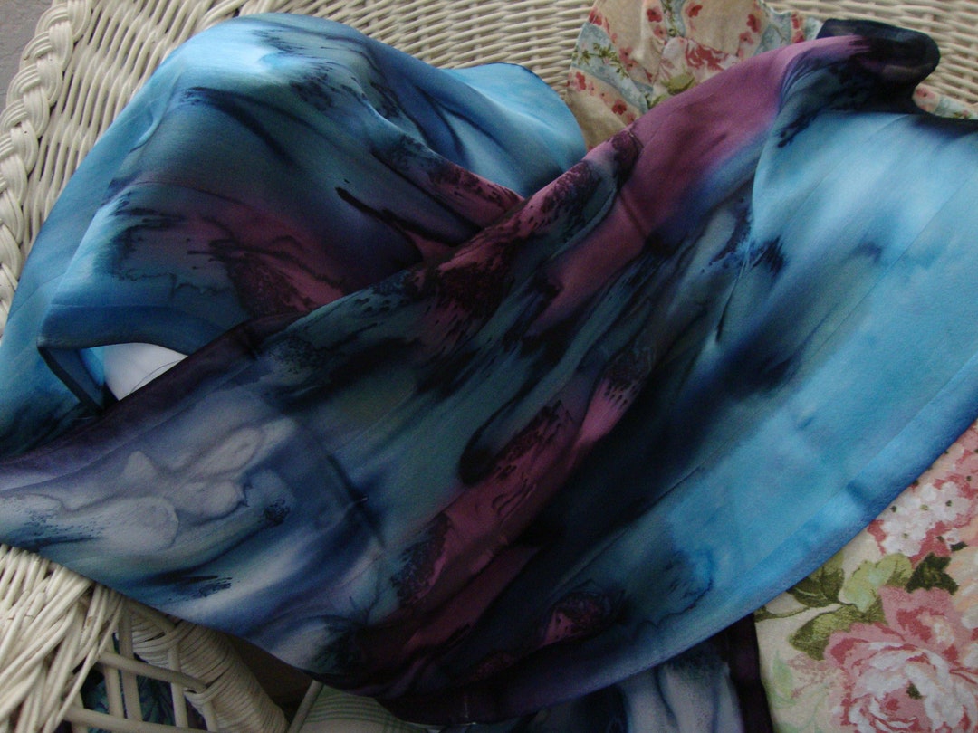 Silk Scarf, Hand Dyed, Hand Painted, Moonlight Magic NEW Scarf, Gift ...