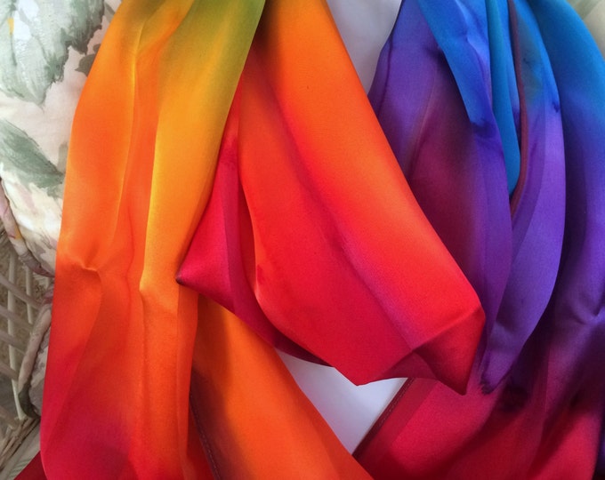 SILK, Hand Dyed, Rainbow Pride Silk Scarf - Etsy