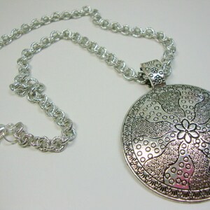 Pewter Silver Large Pendant on Chain - Etsy