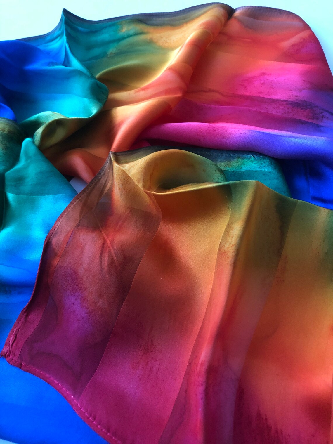 SILK, Hand Dyed, Rainbow Pride Silk Scarf - Etsy