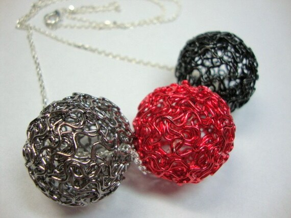 Red Black Gray Big Balls of Color Necklace | Etsy