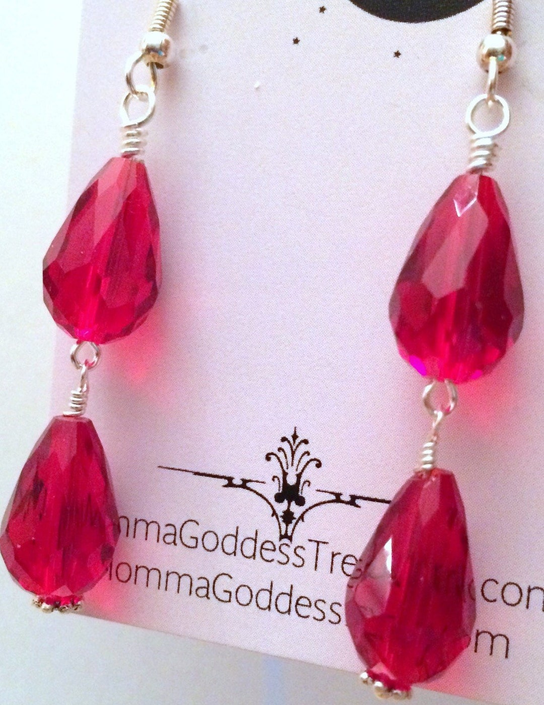 Women, Earrings, Holiday Red Crystal Dangle Earrings - Etsy