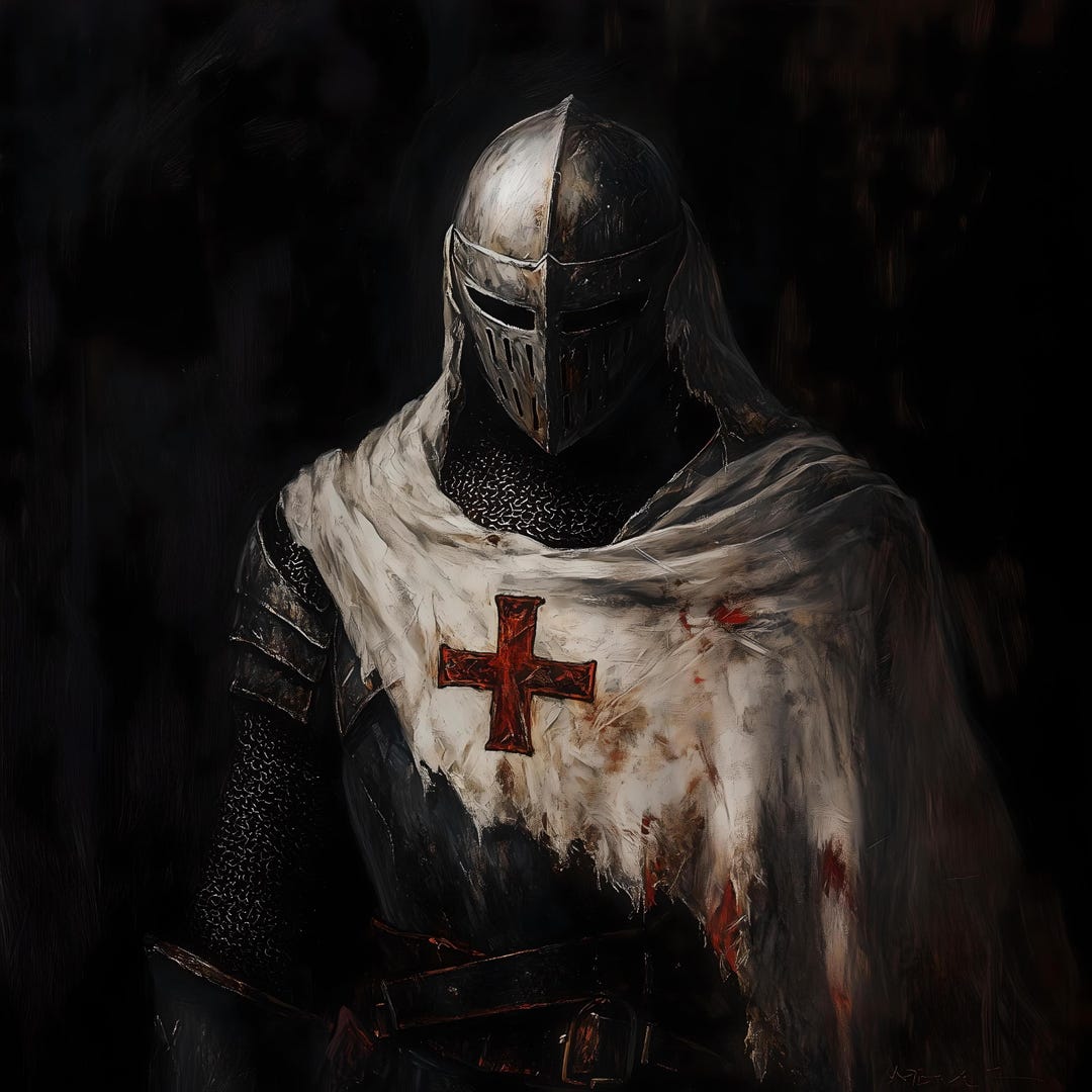 Knights Templar Painting Contemporary Medieval Art Minimalist Wall ...