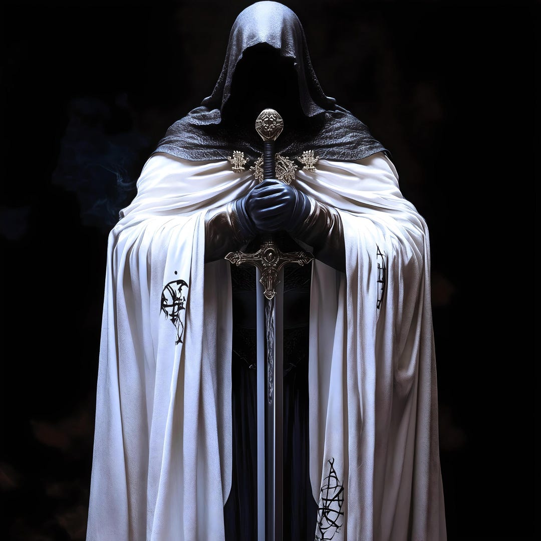 Templar Warrior Painting Medieval Knight Illustration a Wall Decoration ...