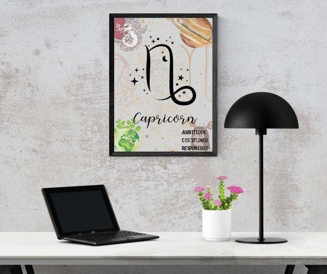 Capricorn Zodiac Sign Digital Poster - Astrology Printable Wall Art ...